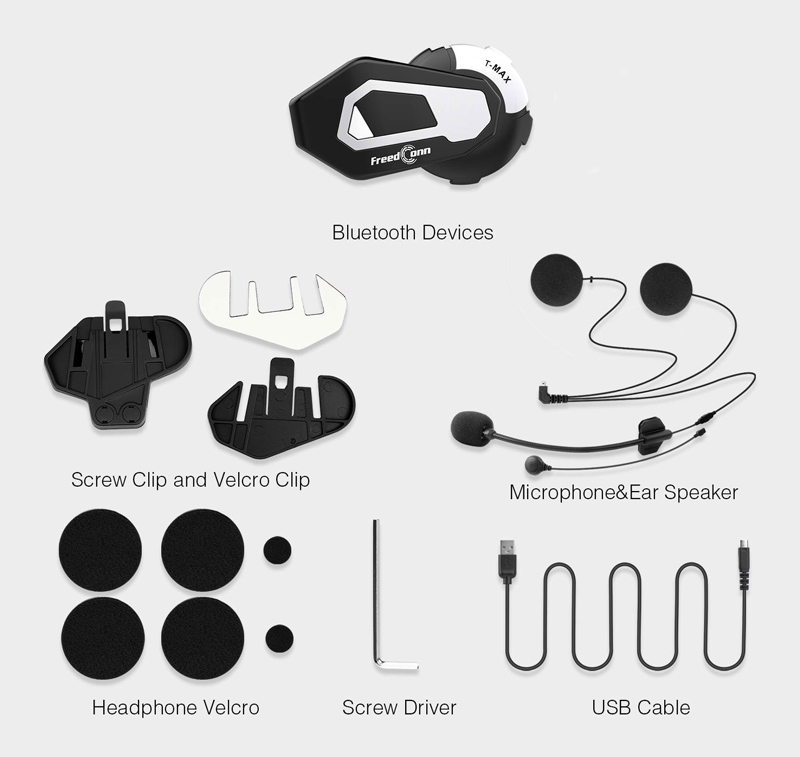 FREEDCONN bluetooth T-MAX-S κράνους με ενδοεπικοινωνία, BT, 1200m ...